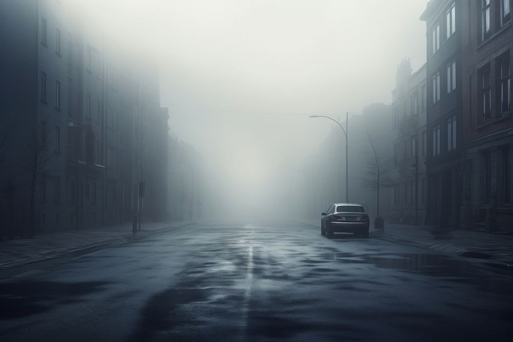 Foggy street outdoors vehicle city. | Premium Photo Illustration - rawpixel