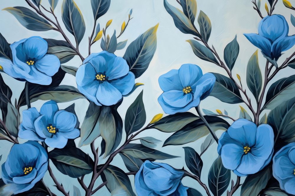 Blue flower painting backgrounds pattern. | Free Photo Illustration ...