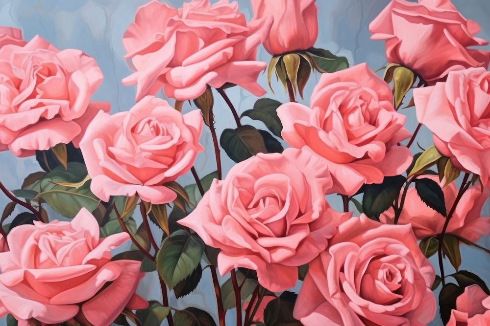 Pink roses flower backgrounds painting. | Premium Photo Illustration ...