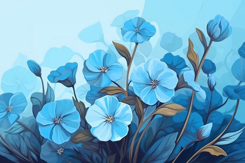 Blue flower backgrounds outdoors painting. | Free Photo Illustration ...
