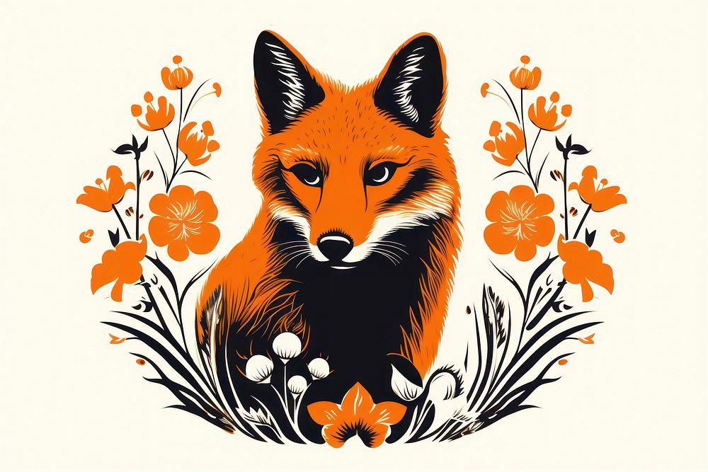 Simple fox flowers circle pattern | Free Photo Illustration - rawpixel