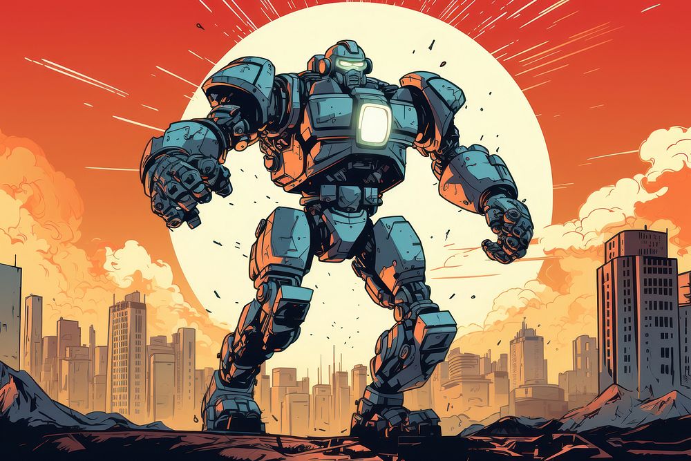 Robot comics architecture technology. AI | Free Photo Illustration ...