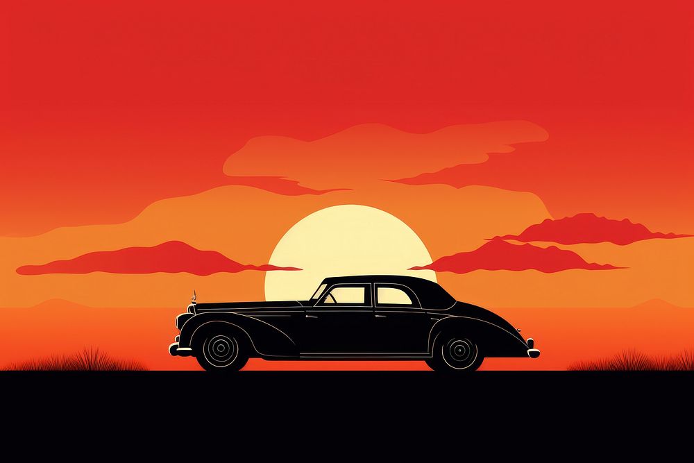 Vintage car and sunset vehicle | Free Photo Illustration - rawpixel