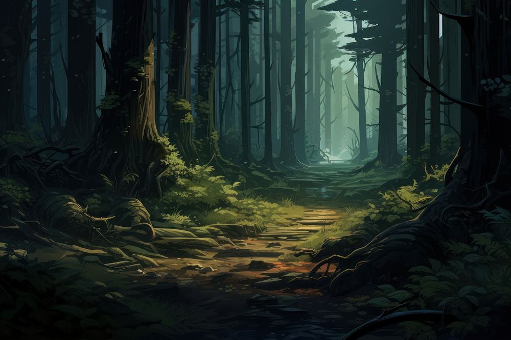 Lively forest few trees woodland | Premium Photo Illustration - rawpixel