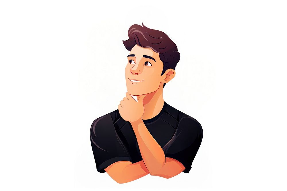 Thinking portrait cartoon adult. | Free Photo Illustration - rawpixel