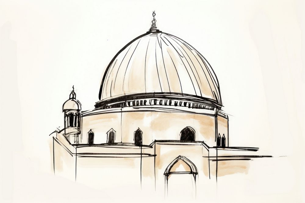 Mosque dome drawing sketch architecture. | Free Photo Illustration ...