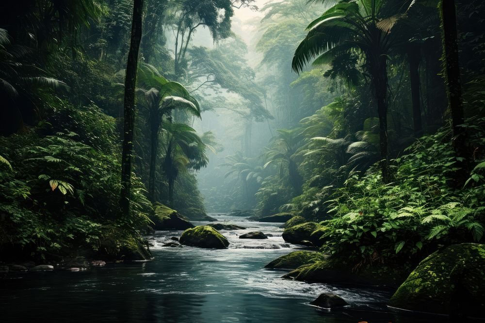 Rainforest river running vegetation landscape | Premium Photo - rawpixel