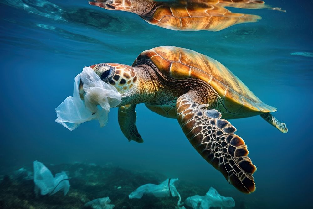Turtle sea eating plastic outdoors | Premium Photo - rawpixel