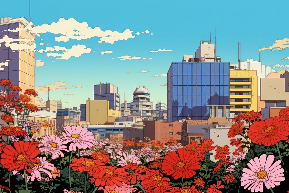 Flower garden city architecture cityscape | Premium Photo Illustration ...