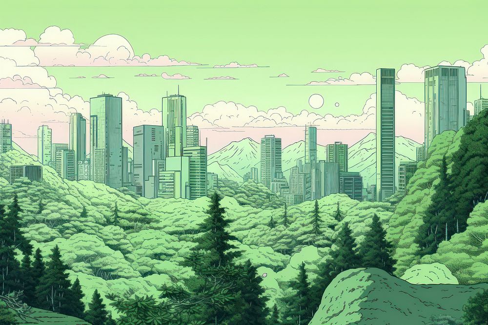 Forest city architecture landscape. | Premium Photo Illustration - rawpixel