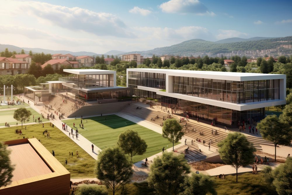 School architecture building outdoors. AI | Free Photo - rawpixel