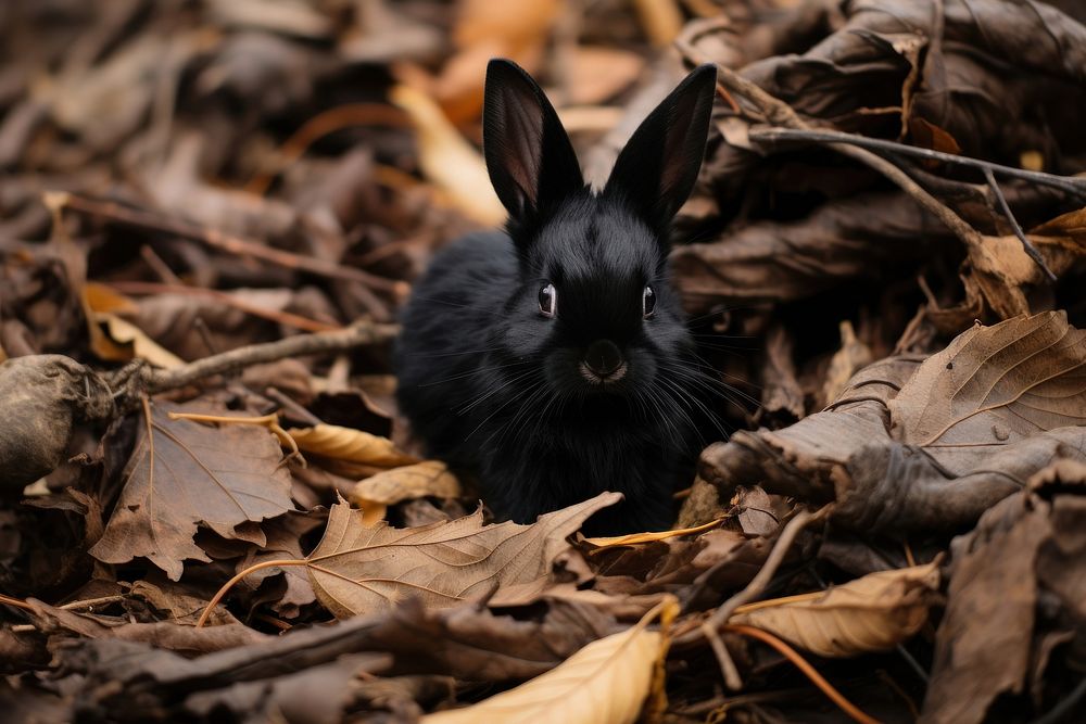 Bunny leaf animal mammal. AI | Free Photo - rawpixel