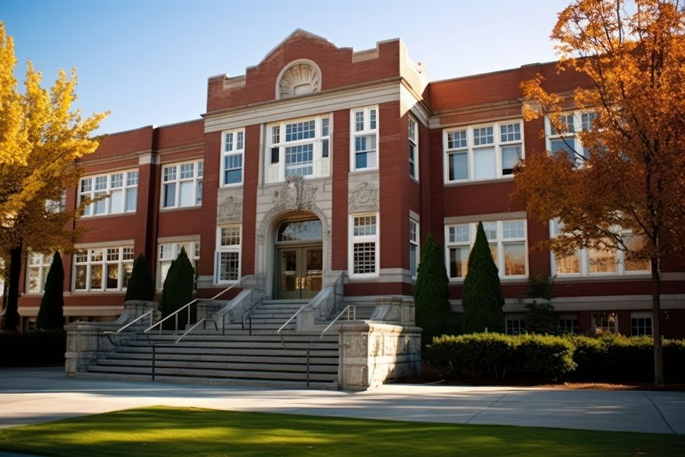 School architecture building campus. AI | Premium Photo - rawpixel
