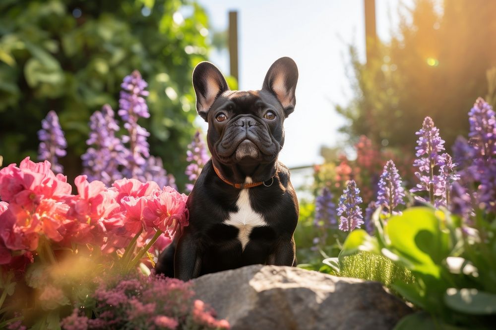 French bulldog flower outdoors animal. | Free Photo - rawpixel