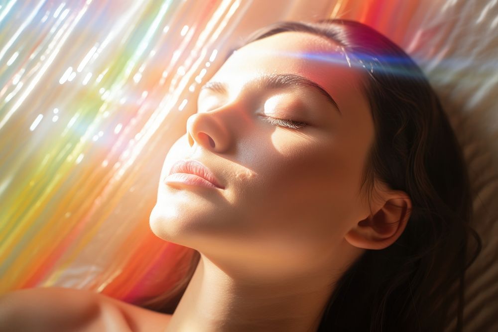 Rainbow ray lay woman face | Free Photo - rawpixel