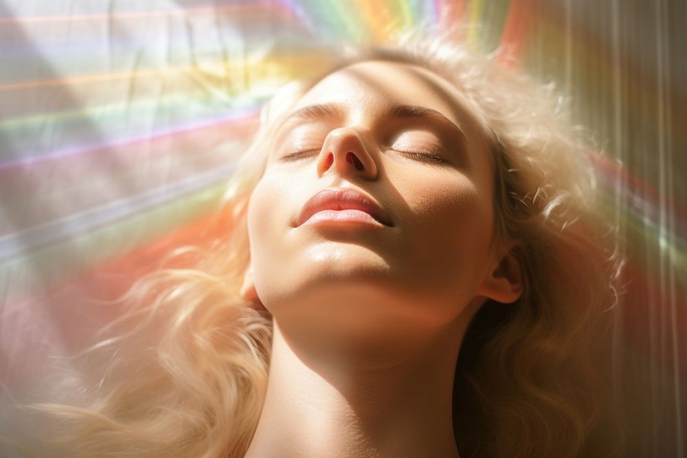 Rainbow ray lay woman face | Free Photo - rawpixel