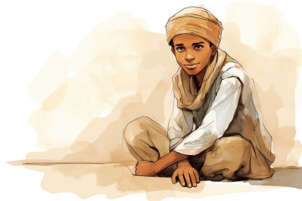 Egyptian muslim boy sketch portrait | Free Photo Illustration - rawpixel