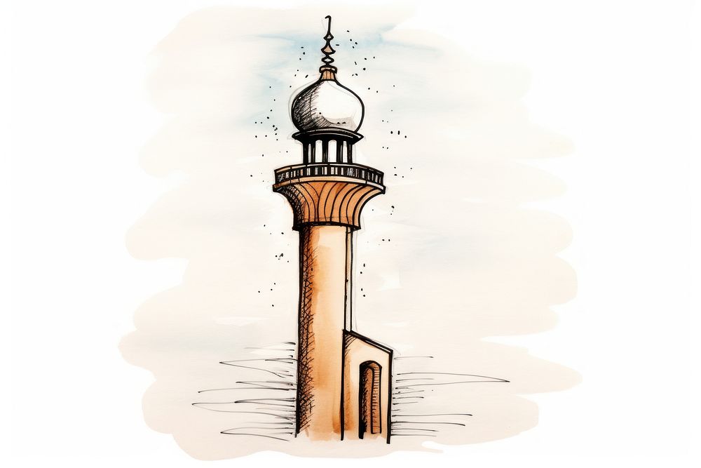 Mosque tower sketch architecture lighthouse. | Free Photo Illustration ...