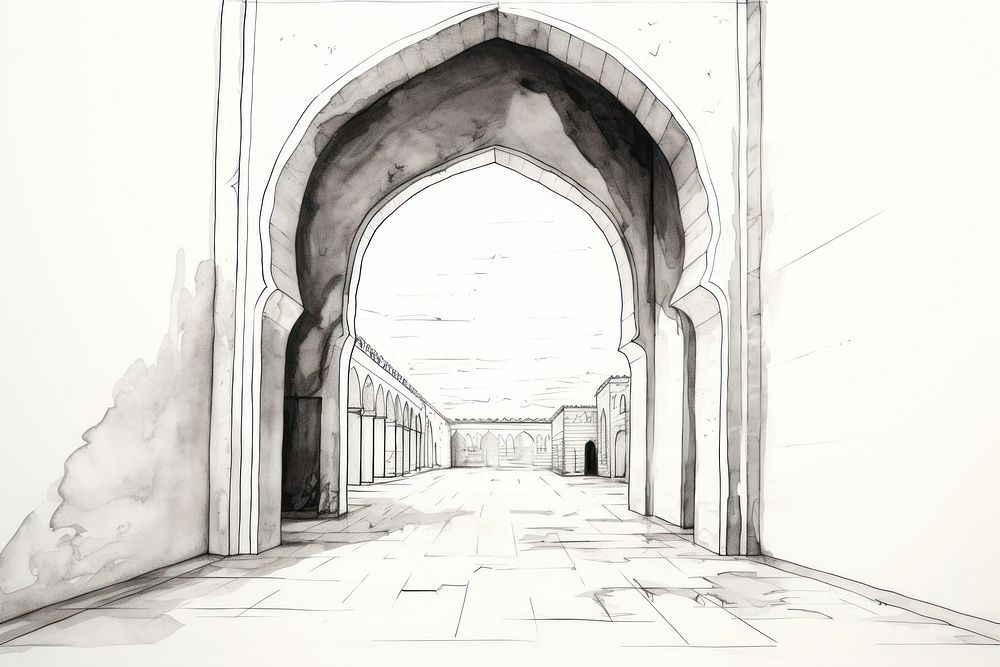 Muslim mosque arch sketch architecture | Free Photo Illustration - rawpixel