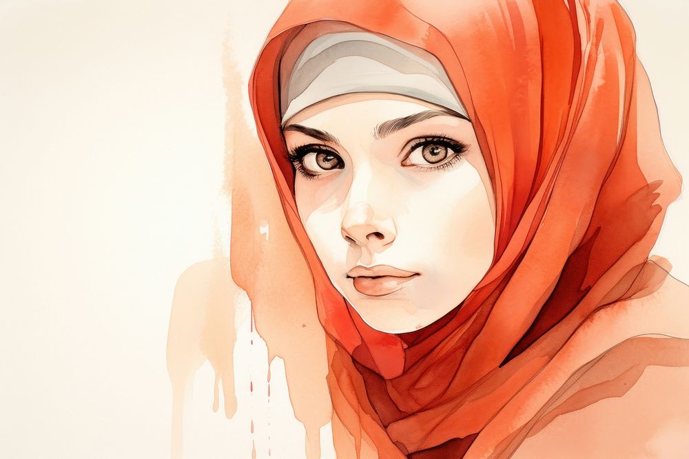 Muslim girl sketch portrait drawing. | Free Photo Illustration - rawpixel