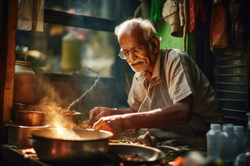 Indian elderly cooking south asian | Premium Photo - rawpixel