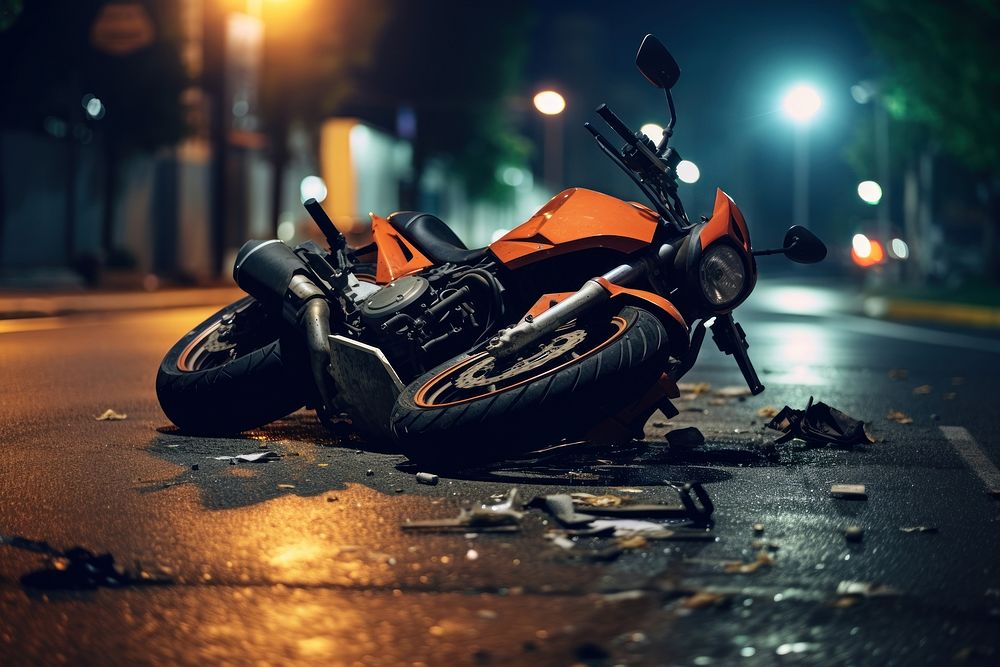 orange motorcycle crash and lay | Free Photo - rawpixel