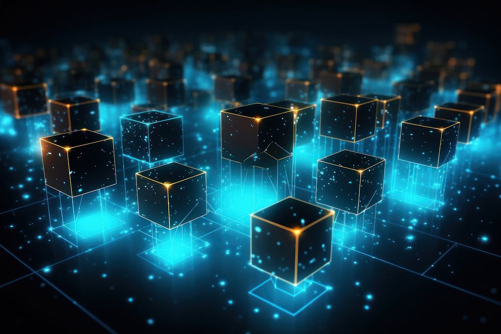 Blockchain technology illuminated backgrounds. AI | Free Photo ...
