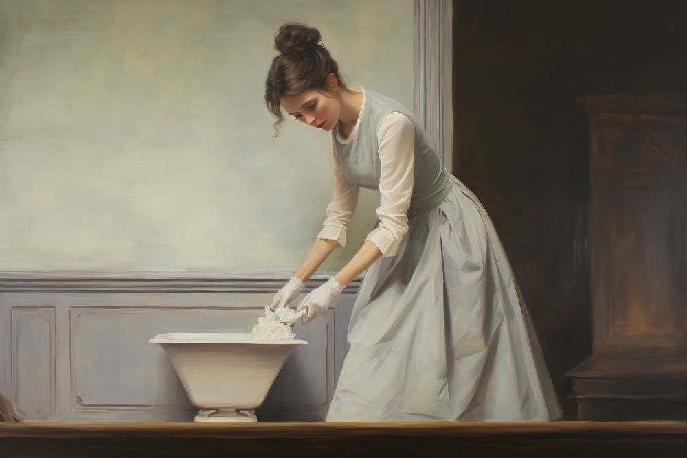 Woman cleaning painting adult housework. | Premium Photo Illustration ...
