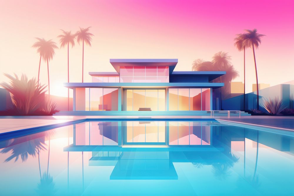 Pool villa border architecture outdoors | Free Photo Illustration ...