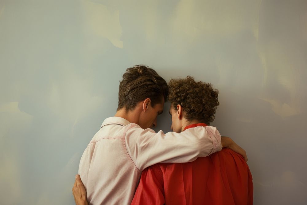 Friends embracing standing hugging. AI | Free Photo - rawpixel