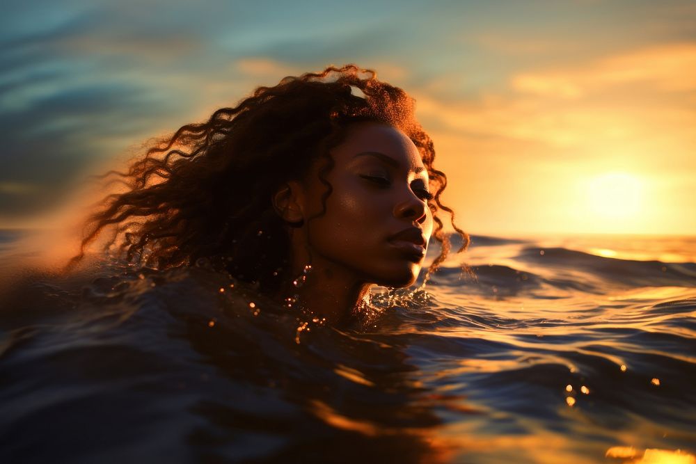 Woman ocean swimming portrait outdoors. | Premium Photo - rawpixel