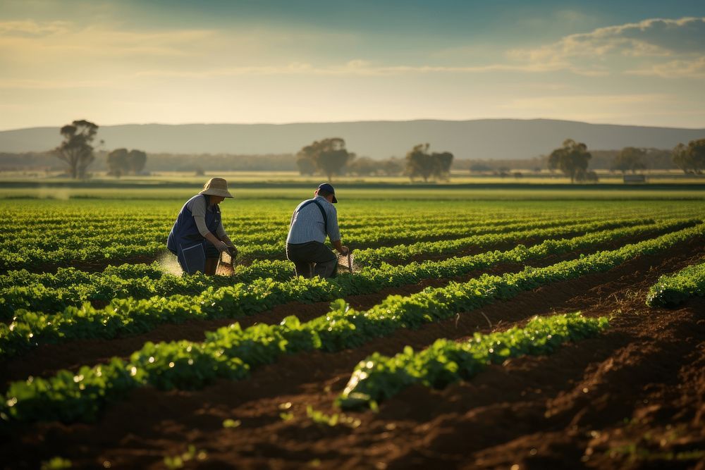 Agricultural field agriculture landscape outdoors. | Premium Photo ...