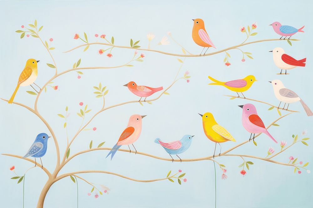 Painting colorful birds border wallpaper | Free Photo Illustration ...