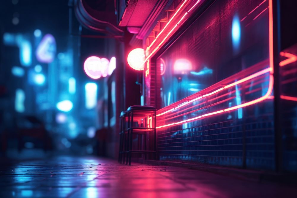 Neon sign lighting street city. | Premium Photo - rawpixel