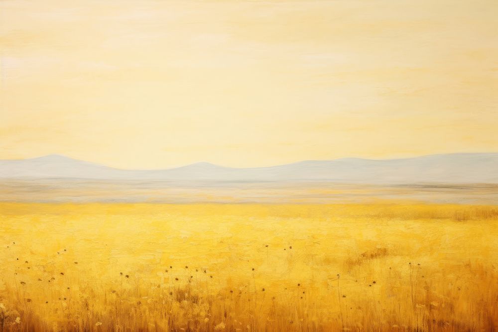 Yellow landscape painting grassland. | Free Photo Illustration - rawpixel