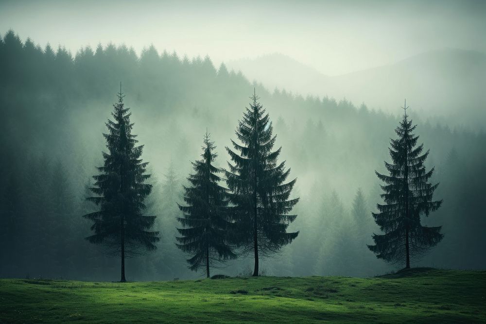 Trees green mist landscape outdoors | Premium Photo - rawpixel