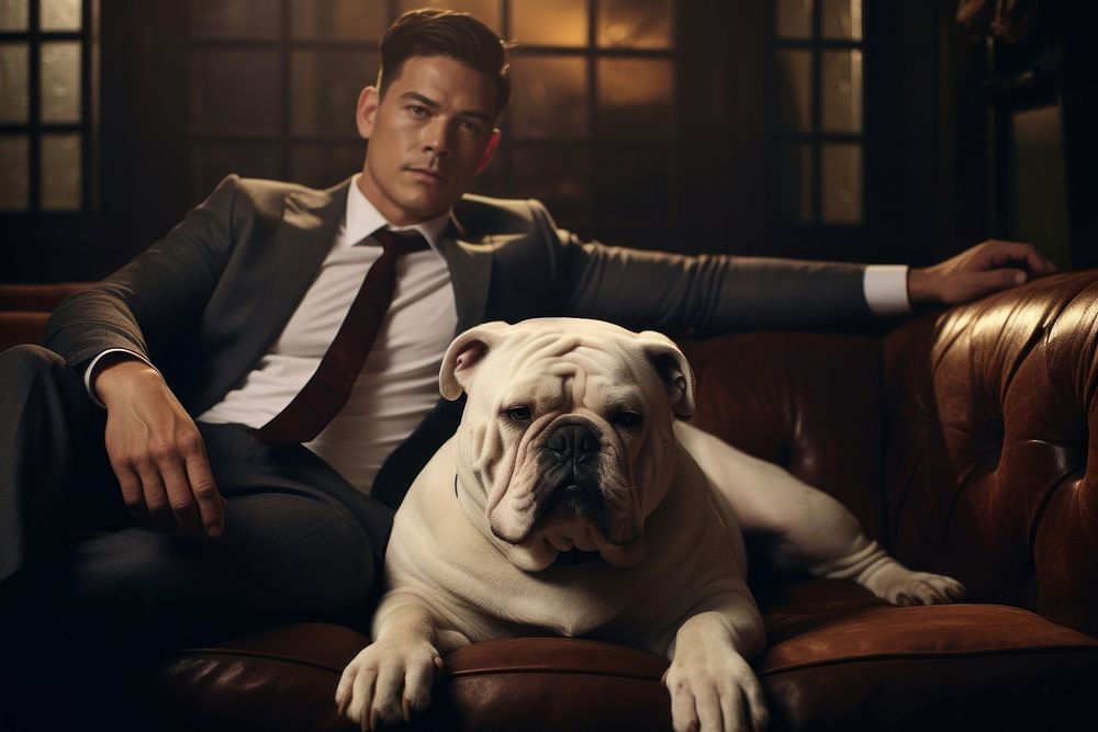 Chinese man dog portrait bulldog. | Free Photo - rawpixel