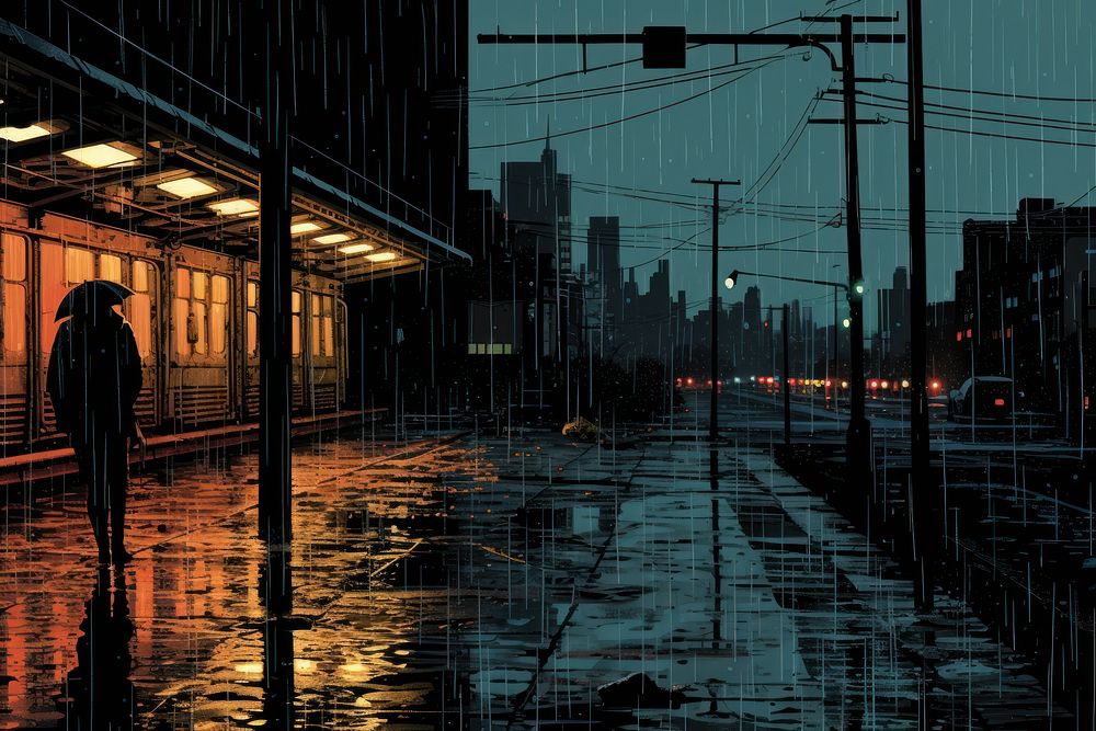 Rainy city architecture illuminated. AI | Free Photo Illustration ...