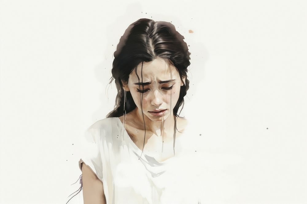 Woman portrait crying adult. AI | Free Photo Illustration - rawpixel