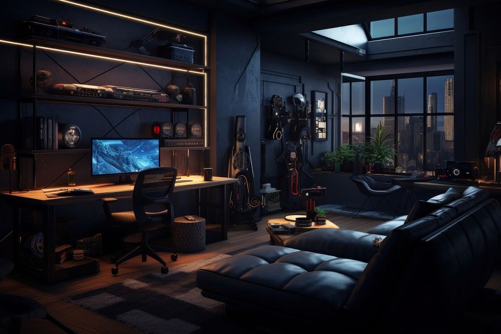 Gamer room architecture furniture building. | Premium Photo - rawpixel
