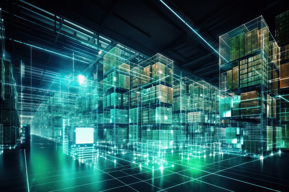 Futuristic digital warehouse architecture backgrounds | Free Photo ...