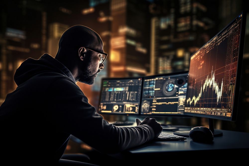 Man trading stocks bitcoin technology | Premium Photo - rawpixel