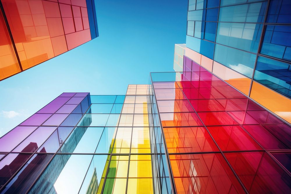 Colorful corporate building architecture outdoors | Premium Photo ...
