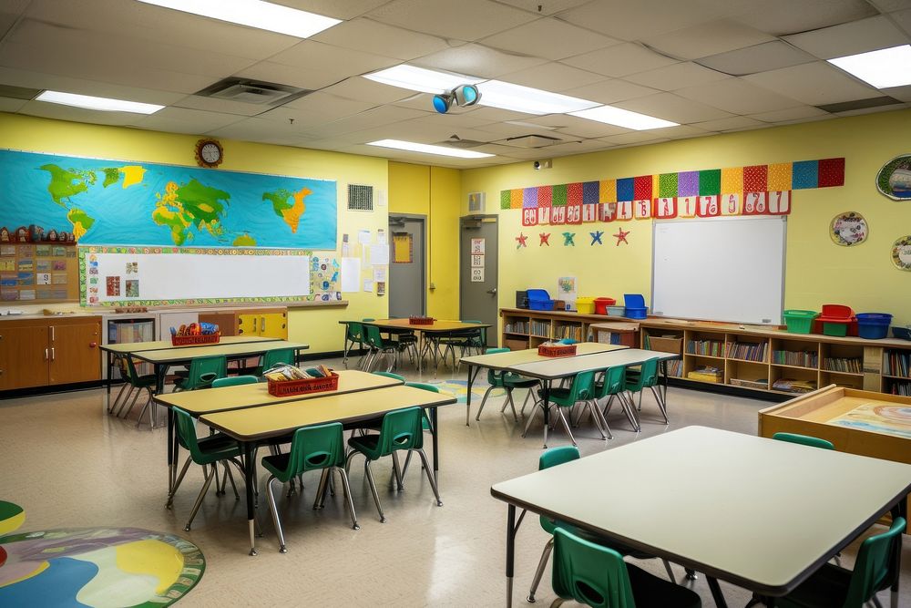 Kindergarten classroom kindergarten architecture furniture | Free Photo ...