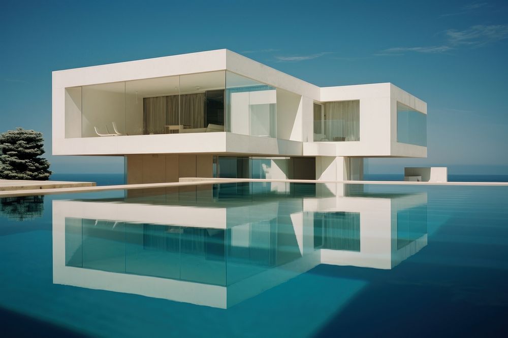 Modern cubic villa architecture building | Premium Photo - rawpixel