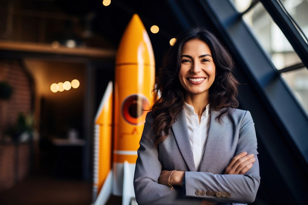 Woman smiling rocket smile. AI | Premium Photo - rawpixel