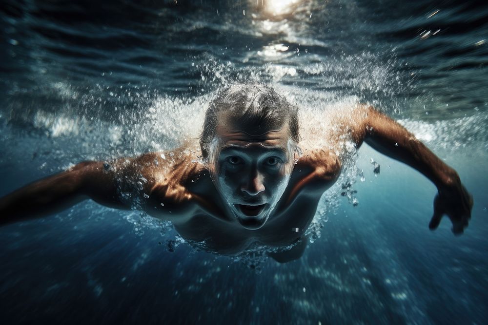 Swimming recreation outdoors swimmer. AI | Free Photo - rawpixel