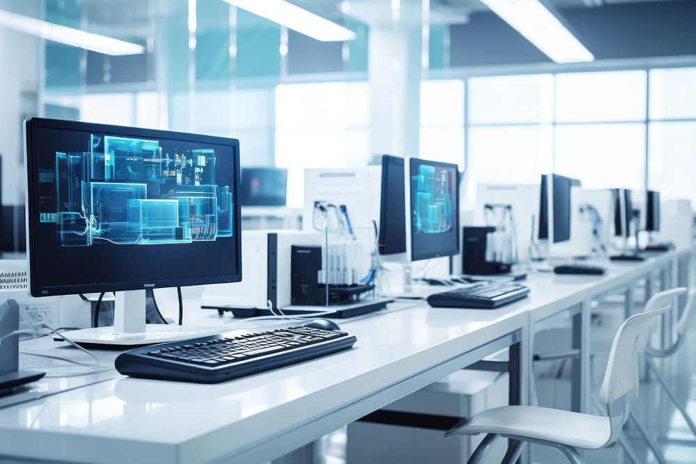 Computer lab technology equipment furniture. | Free Photo - rawpixel