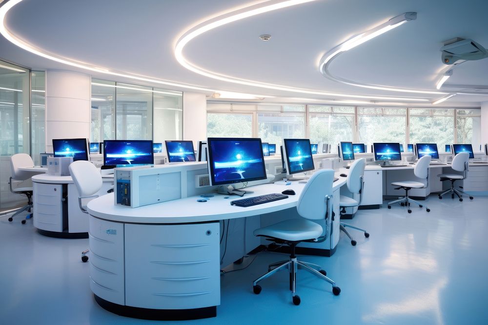 Computer lab technology furniture monitor. | Premium Photo - rawpixel