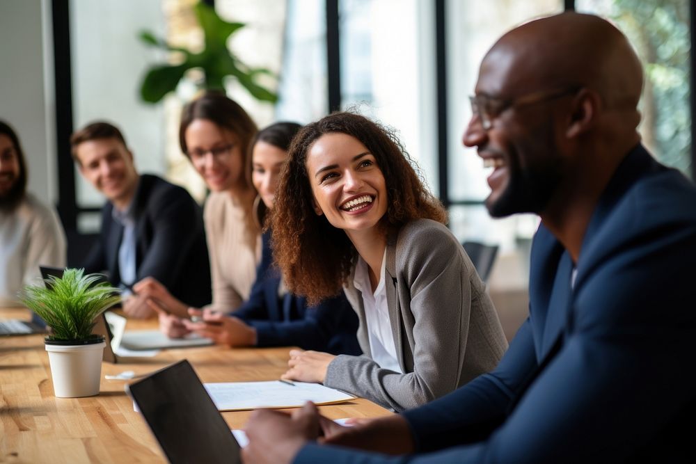 group employees smiling meeting adult. | Free Photo - rawpixel